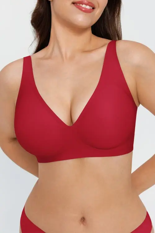 POPILUSH Seamless Wireless Jelly Minimizer Everydaywear Bra - Rouge