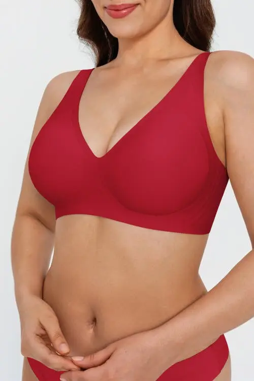 POPILUSH Seamless Wireless Jelly Minimizer Everydaywear Bra - Rouge
