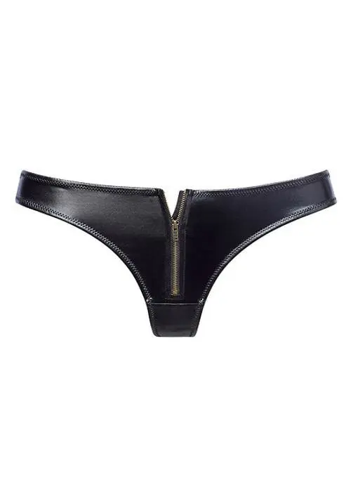 LASCANA Faux Leather Zip Thong