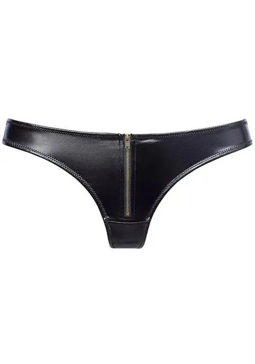 LASCANA Faux Leather Zip Thong