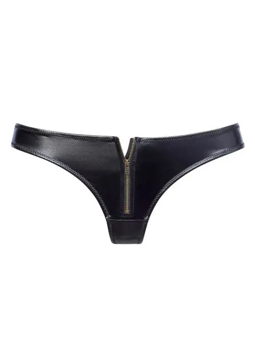 LASCANA Faux Leather Zip Thong