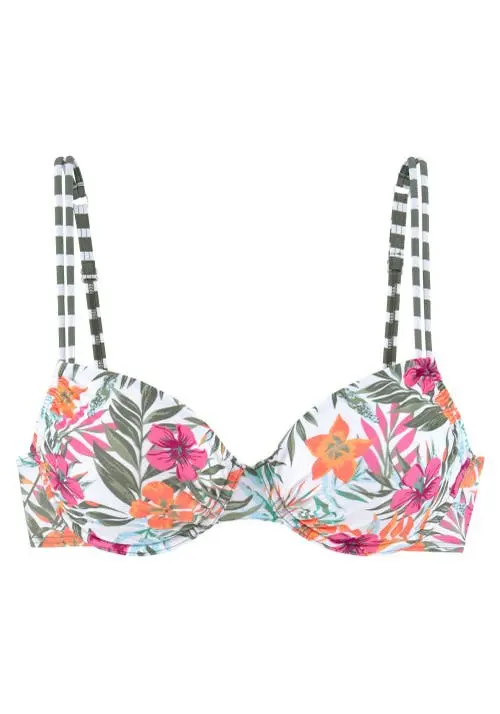 LASCANA Pattern Underwire Bikini Top - White Printed