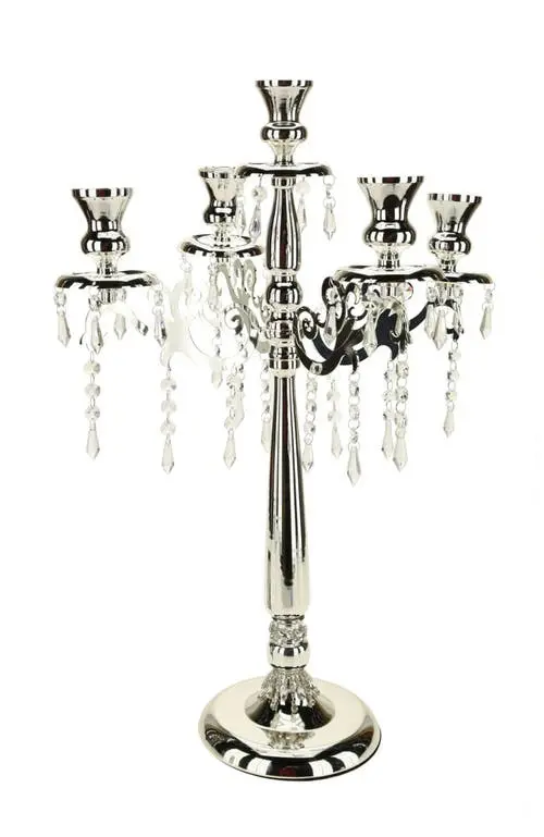 MARK ROBERTS Jeweled Pedestalcandelabra - Silver