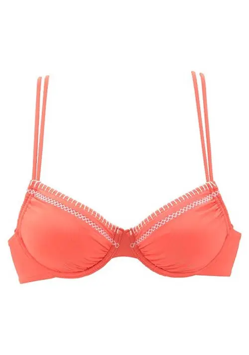LASCANA Underwire Bikini Top With Crochet Border - Coral