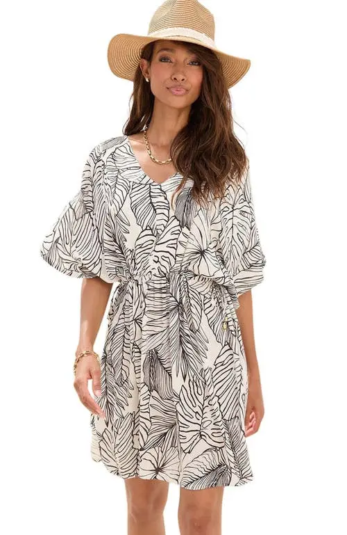 LASCANA Palm Print Cover Up - Ivory & Black