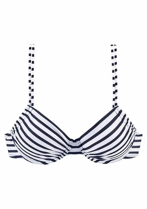LASCANA Pattern Underwire Bikini Top - Navy Striped