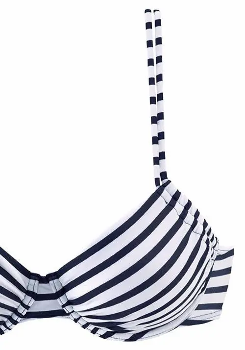 LASCANA Pattern Underwire Bikini Top - Navy Striped