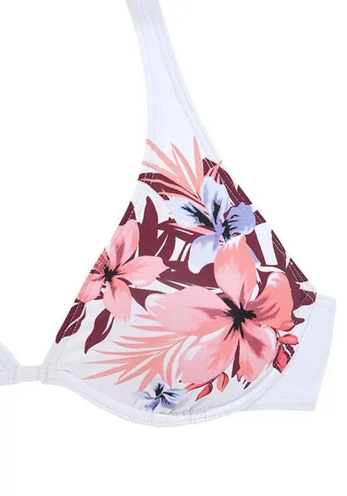 LASCANA Floral Print Underwire Bikini Top - Cream Multi