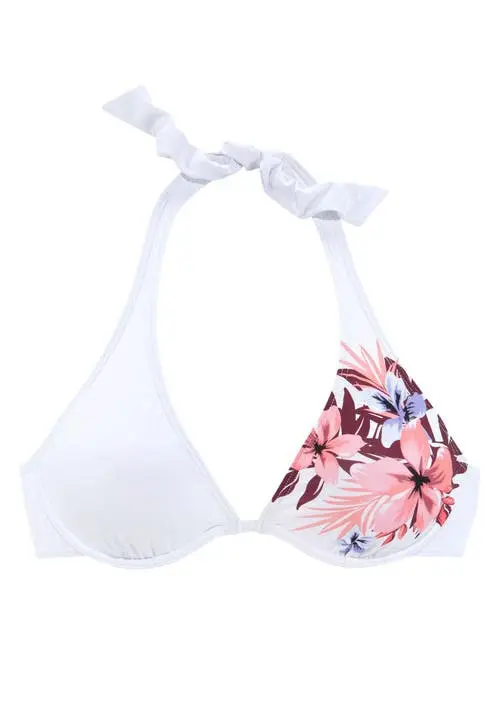 LASCANA Floral Print Underwire Bikini Top - Cream Multi