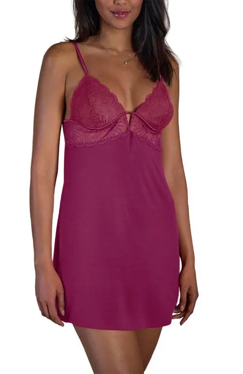 LASCANA Back Cutout Lace Negligee - Bordeaux