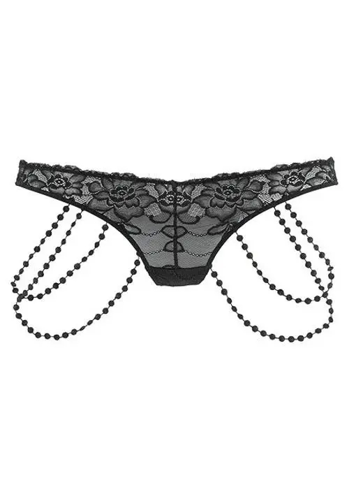 LASCANA Strappy Lace Thong - Black