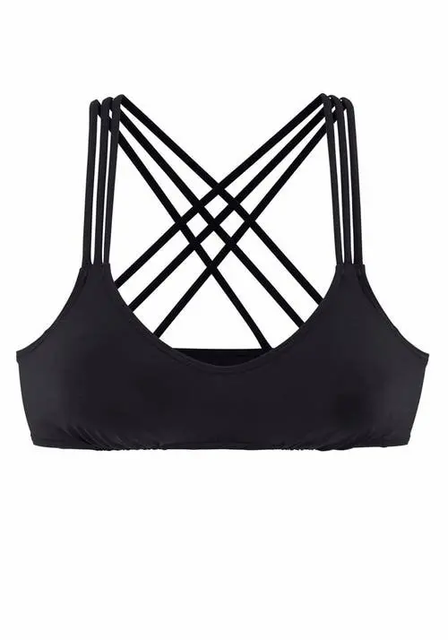 LASCANA Strappy Scoop Bikini Top - Black