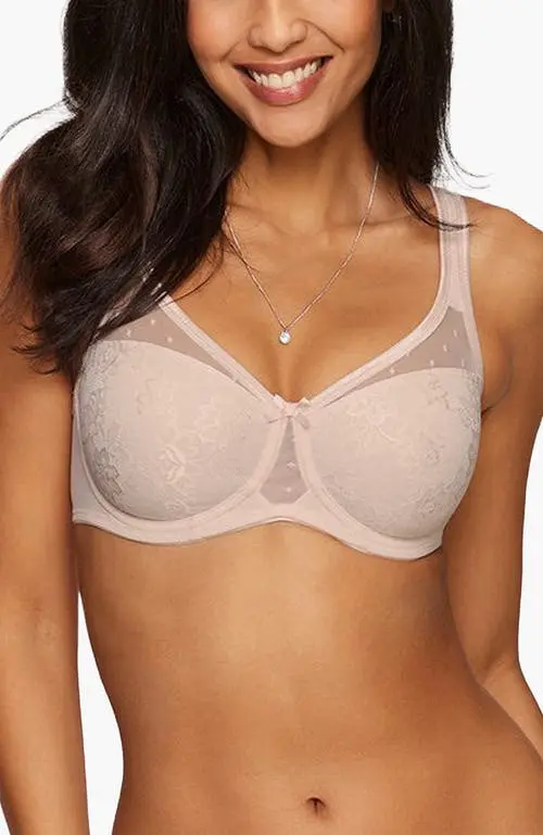 LASCANA Lace Overlay T-shirt Bra - Rose