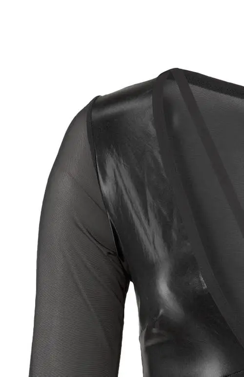 LASCANA Faux Leather And Mesh Top