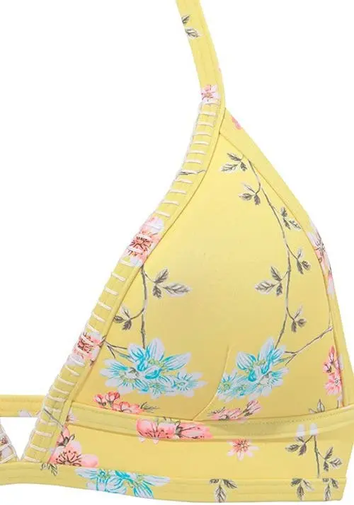 LASCANA Plunge Triangle Bikini Top - Yellow Multi