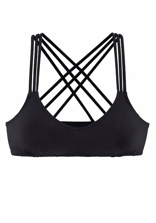 LASCANA Strappy Scoop Bikini Top - Black