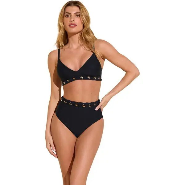 STYLEST Dreamlift Push-up Grommet Bikini Top - Caviar