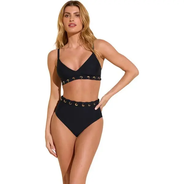 STYLEST Dreamlift Push-up Grommet Bikini Top - Caviar