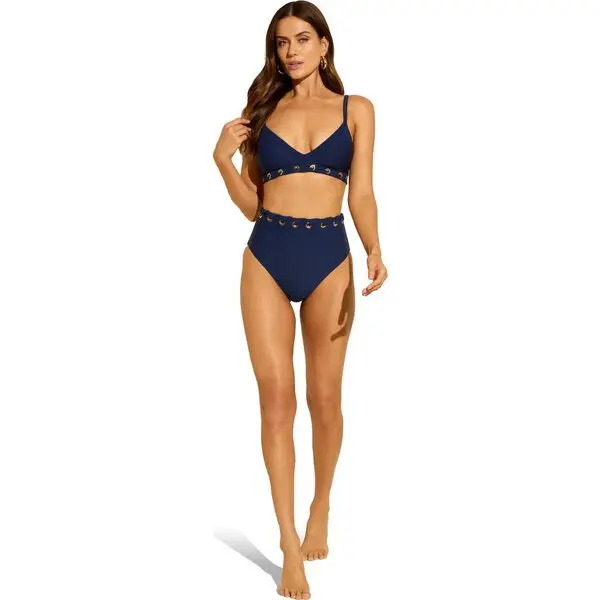 STYLEST Dreamlift Push-up Grommet Bikini Top - Navy