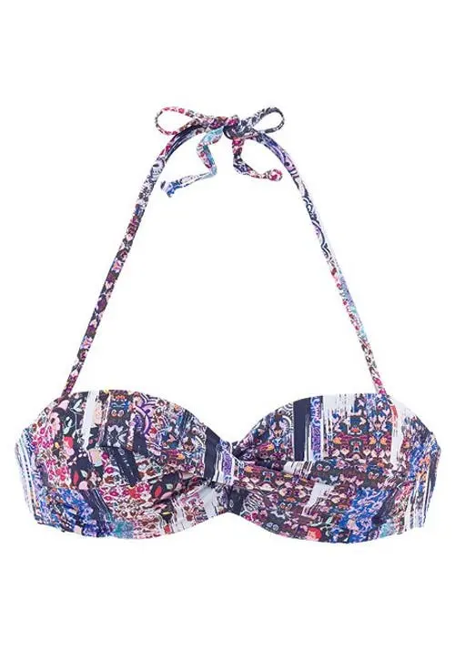 LASCANA Underwire Bandeau Bikini Top - Dark Blue Multi