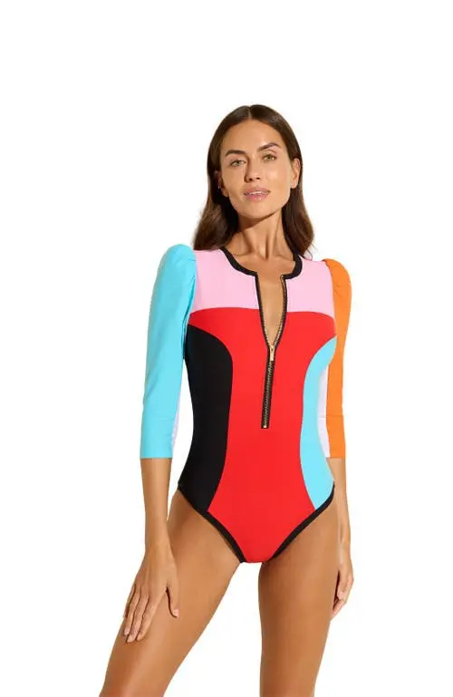 STYLEST Dreamsculpt Multi Puff Sleeve Zip One Piece