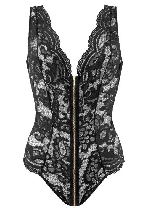 LASCANA Lace Teddy With Zipper