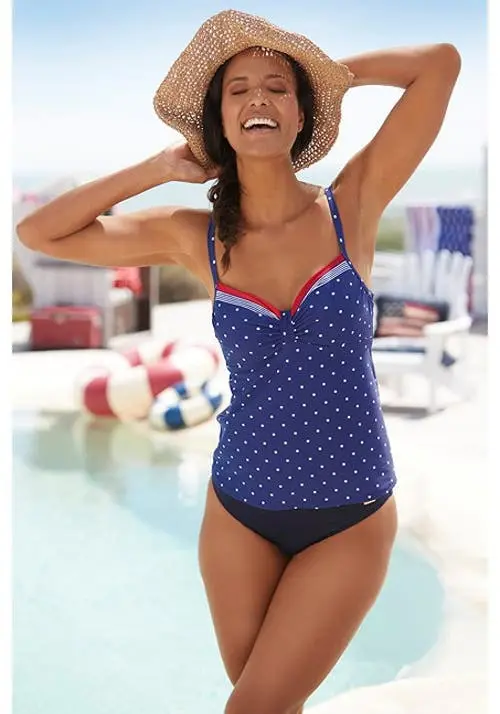 LASCANA Striped Polka Dot Tankini Top