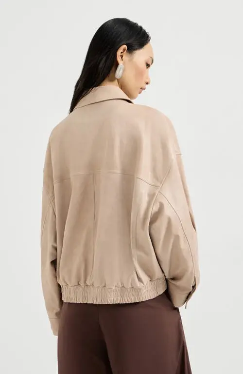 Brunello Cucinelli Leather Shirt Jacket - Beige