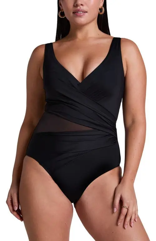 Hunkemoller Shaping Mesh One Piece Swimsuit - Black