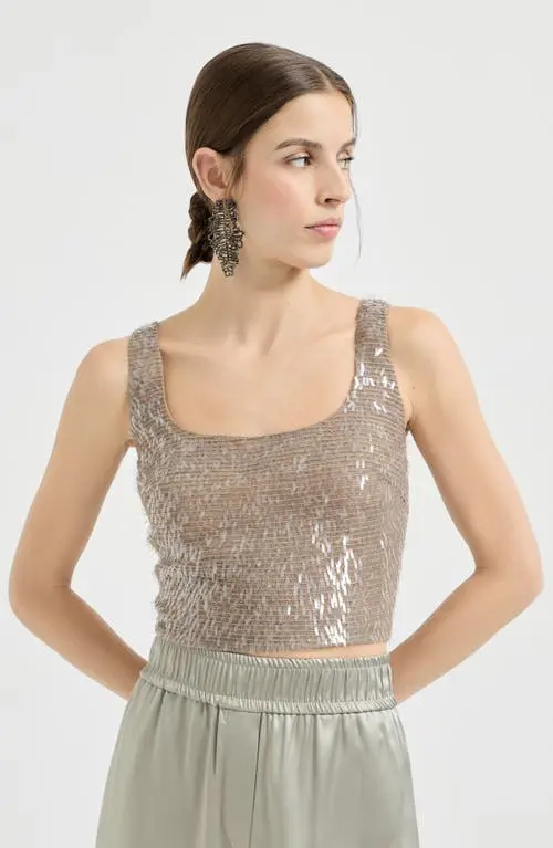 Brunello Cucinelli Cropped Top With Embroidery - Rope