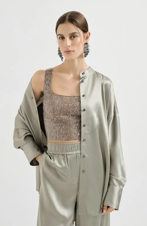 Brunello Cucinelli Cropped Top With Embroidery - Rope