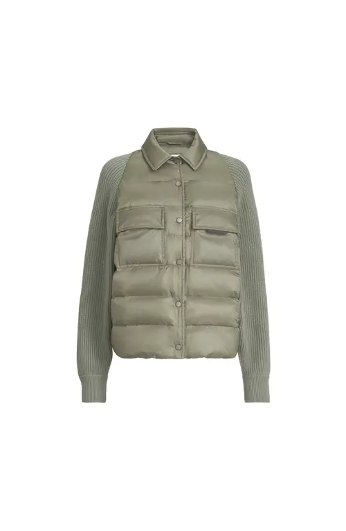 Brunello Cucinelli Nylon Down Shirt Jacket With Monili Detail - Green