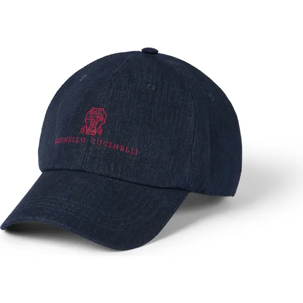 Brunello Cucinelli Délavé Linen Baseball Cap - Navy Blue