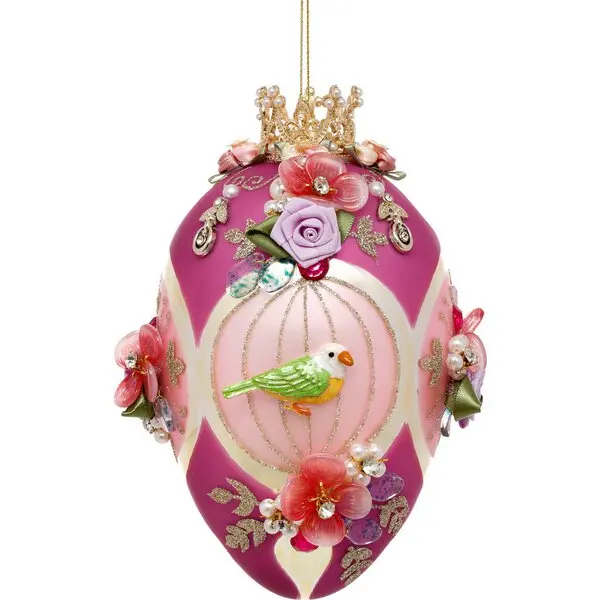 MARK ROBERTS Faberge Jewel Egg Ornament - Pink