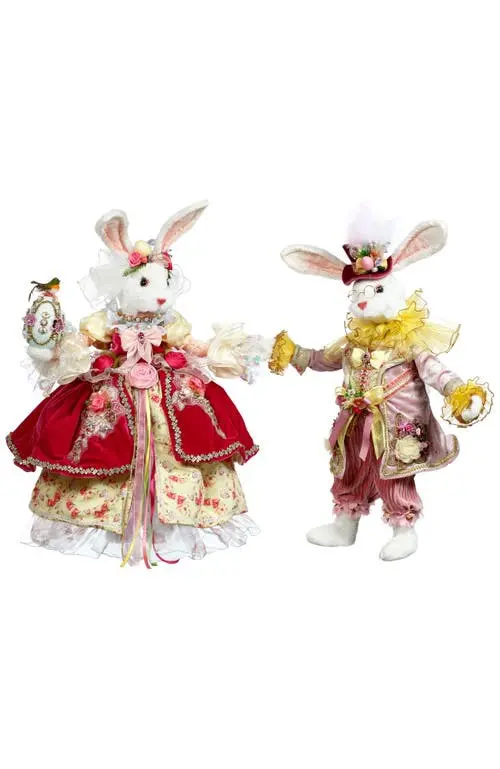 MARK ROBERTS Mr & Mrs Cotton Tail Rabbit, Set Of 2 - Light Yellow
