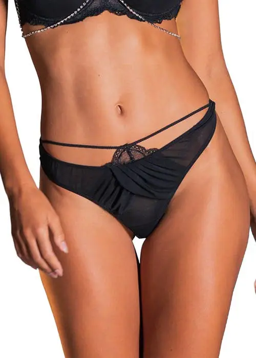 LASCANA Sexy Sheer Thong Panty - Black
