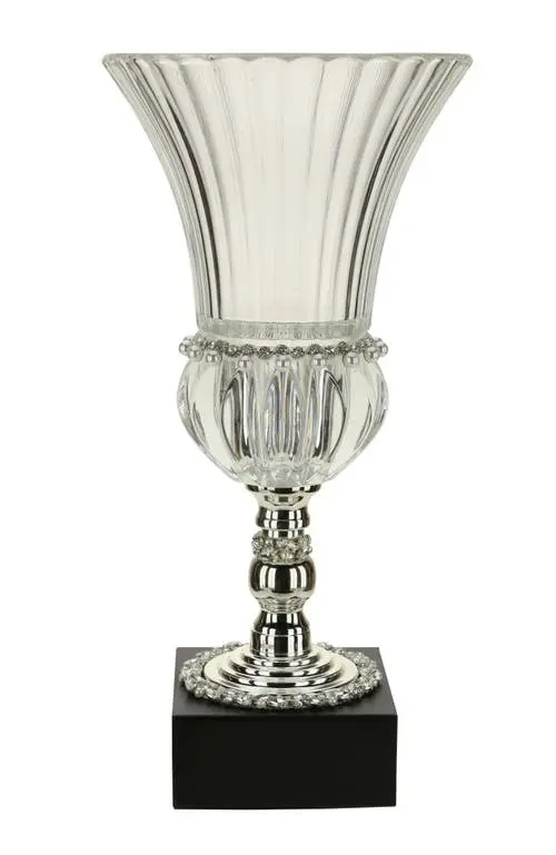 MARK ROBERTS Jeweled Ribbed Pedestal Vase - Silver