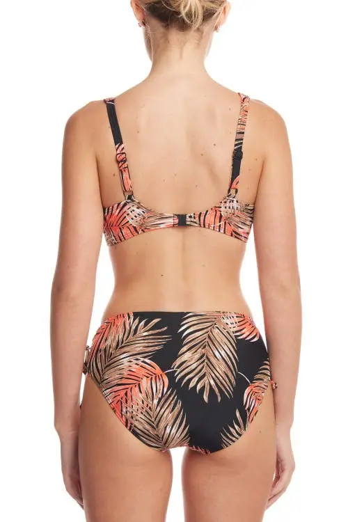 LASCANA Palm Print Mid-rise Bikini Bottom - Black Printed