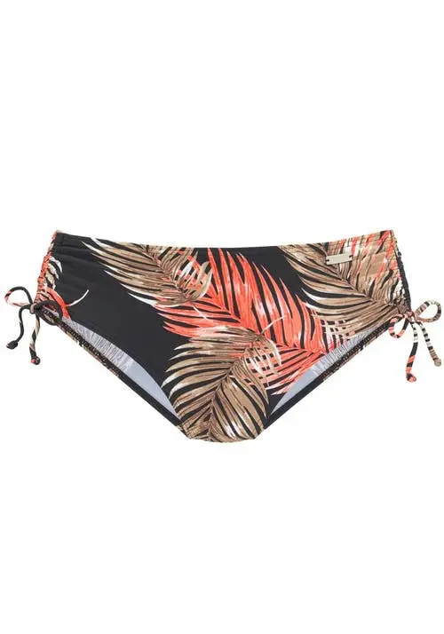 LASCANA Palm Print Mid-rise Bikini Bottom - Black Printed