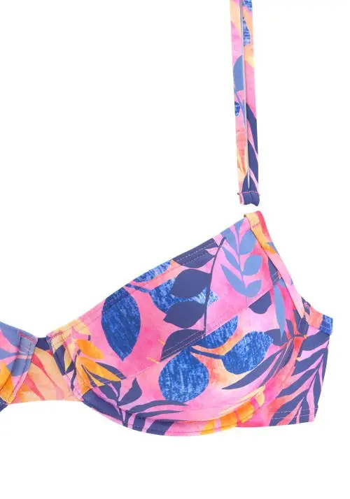 LASCANA Tropical Print Underwire Bikini Top - Pink-printed