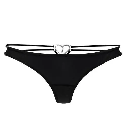 LASCANA Strappy Heart Thong - Black