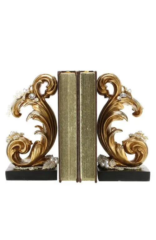 MARK ROBERTS Jeweled Baroque Bookends - Gold