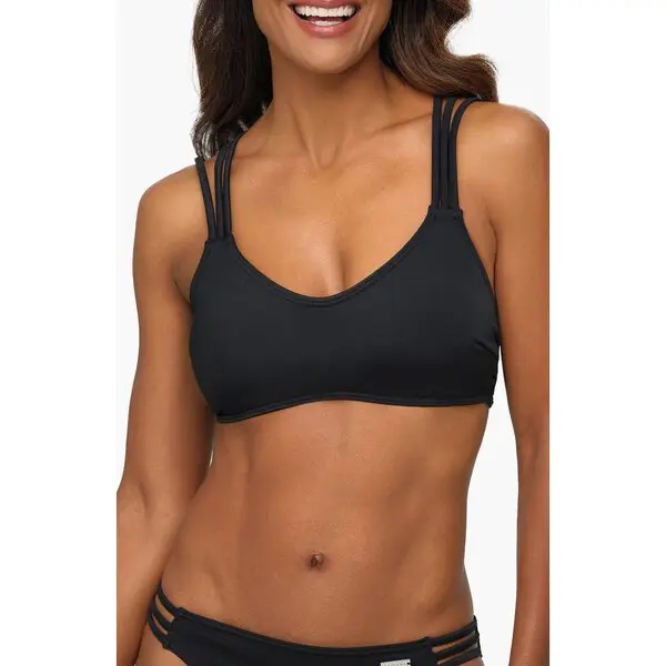 LASCANA Strappy Scoop Bikini Top - Black