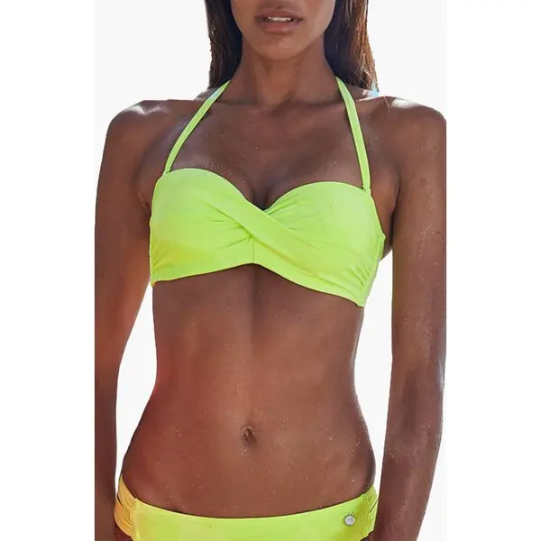 LASCANA Twist Bandeau Bikini Top - Bright Green