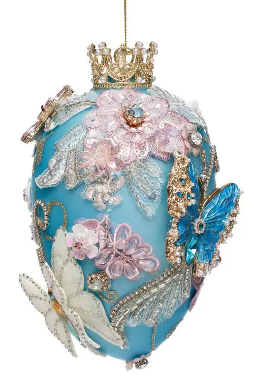 MARK ROBERTS Faberge Jewel Egg Ornament - Sky Blue
