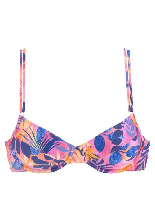 LASCANA Tropical Print Underwire Bikini Top - Pink-printed