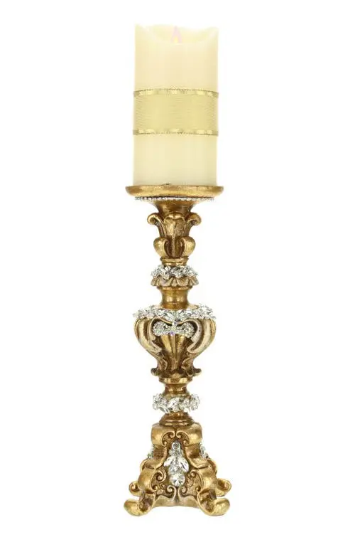 MARK ROBERTS Jeweled Footed Candleholder - Gold