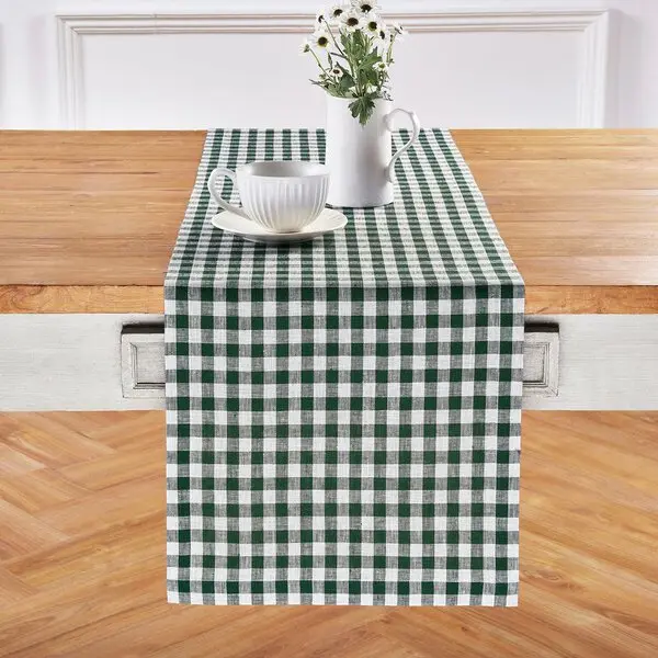 Solino Home Linen Table Runnergingham Check - Green