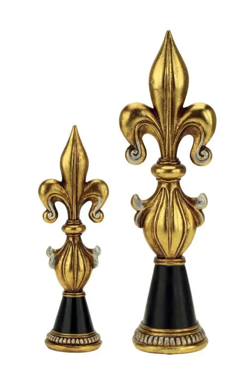 MARK ROBERTS Jeweled Fleur De Lis Finials - Gold