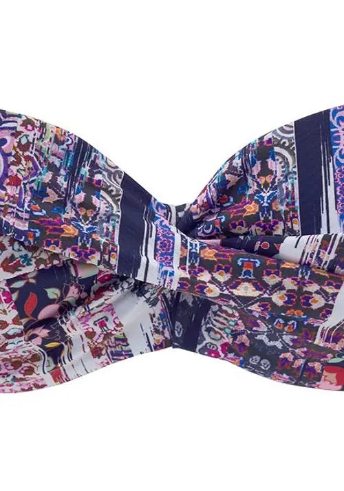 LASCANA Wire Bandeau Bikini Top - Dark Blue Multi